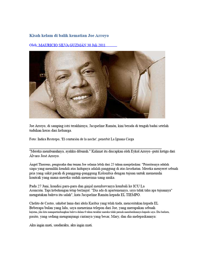 Kisah Kelam Di Balik Kematian Joe Arroyo | PDF