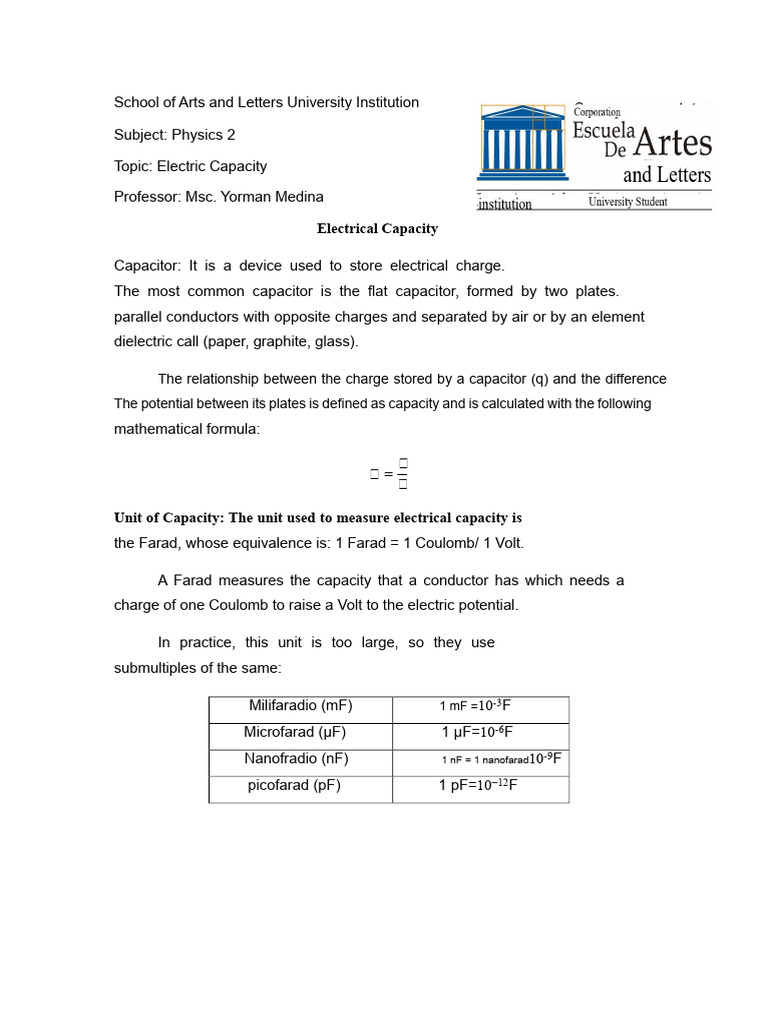 Understanding Electric Capacity and Capacitors | PDF | Dielectric ...