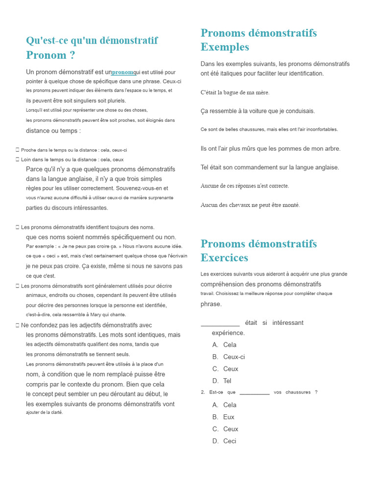 Comprendre les pronoms démonstratifs | PDF | Pronom | Linguistique