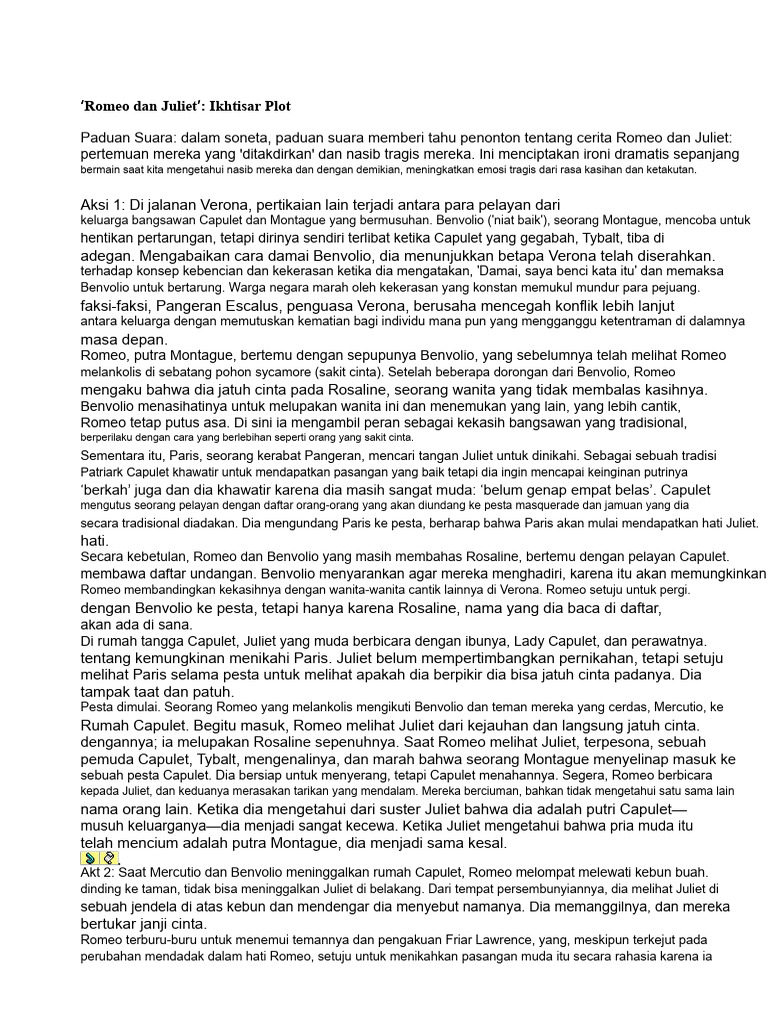 Ringkasan Plot Romeo Dan Juliet | PDF