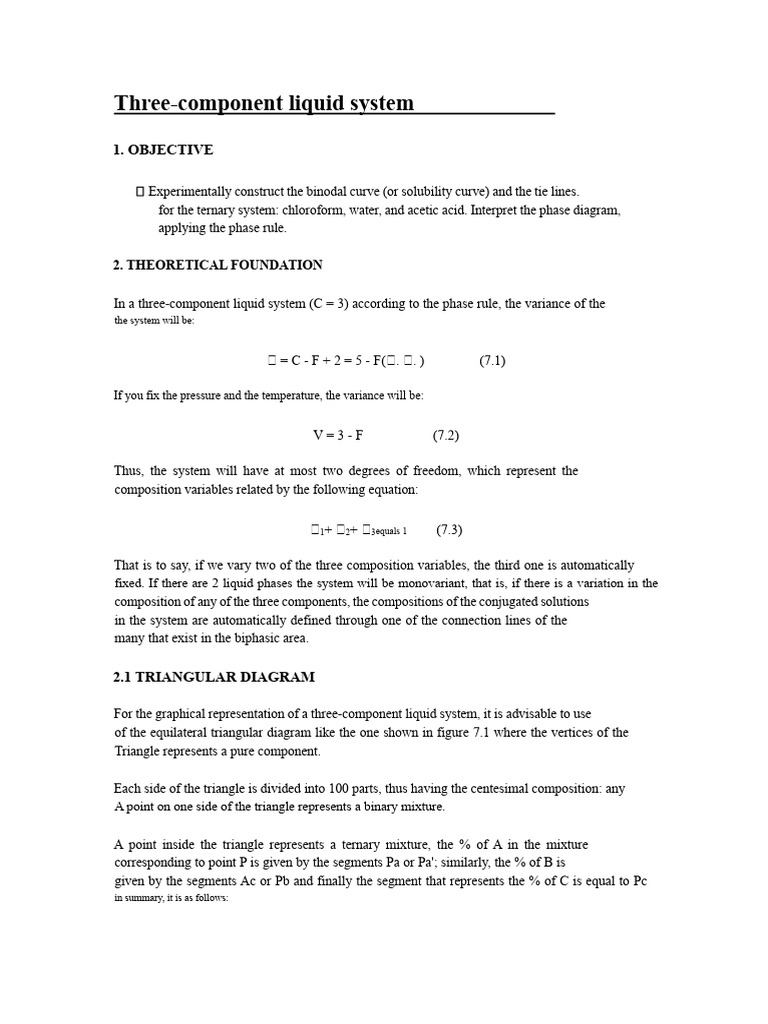 Three-Component Liquid System | PDF | Phase Rule | Phase (Matter)
