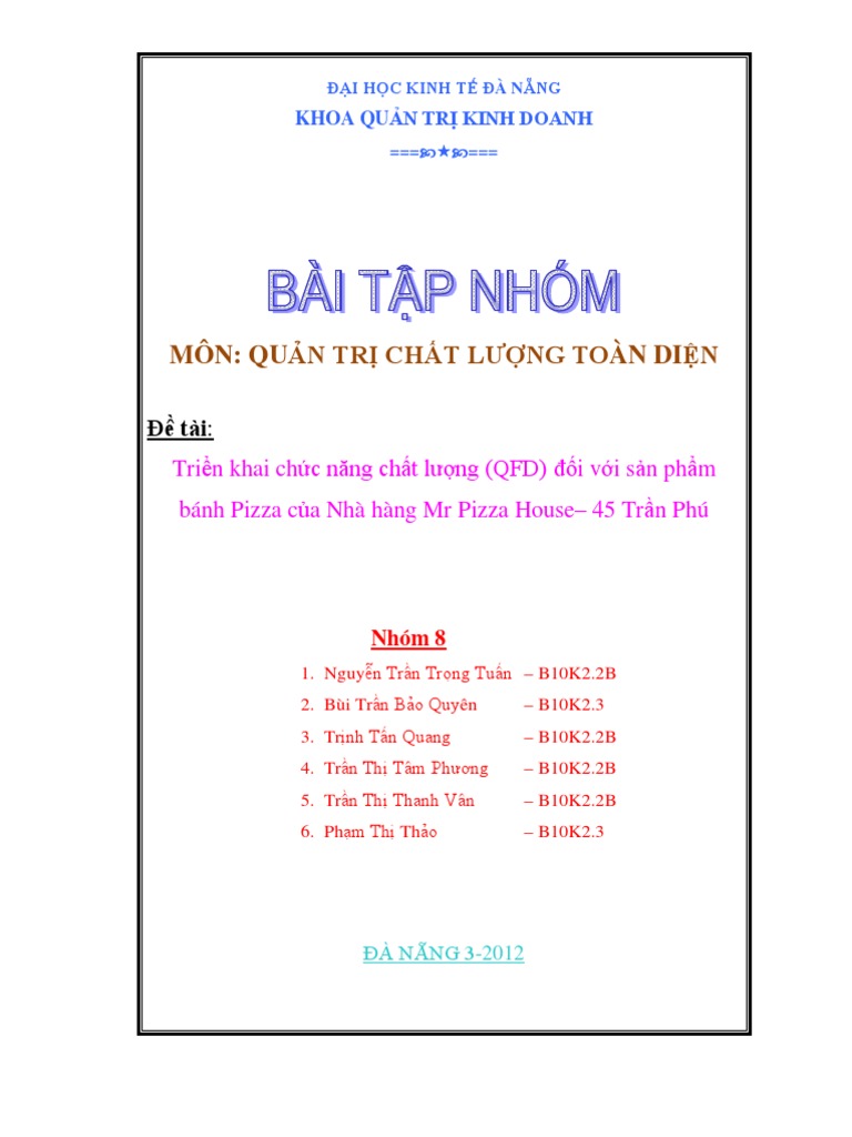TQM Nhom 8 - QFD Pizza | PDF