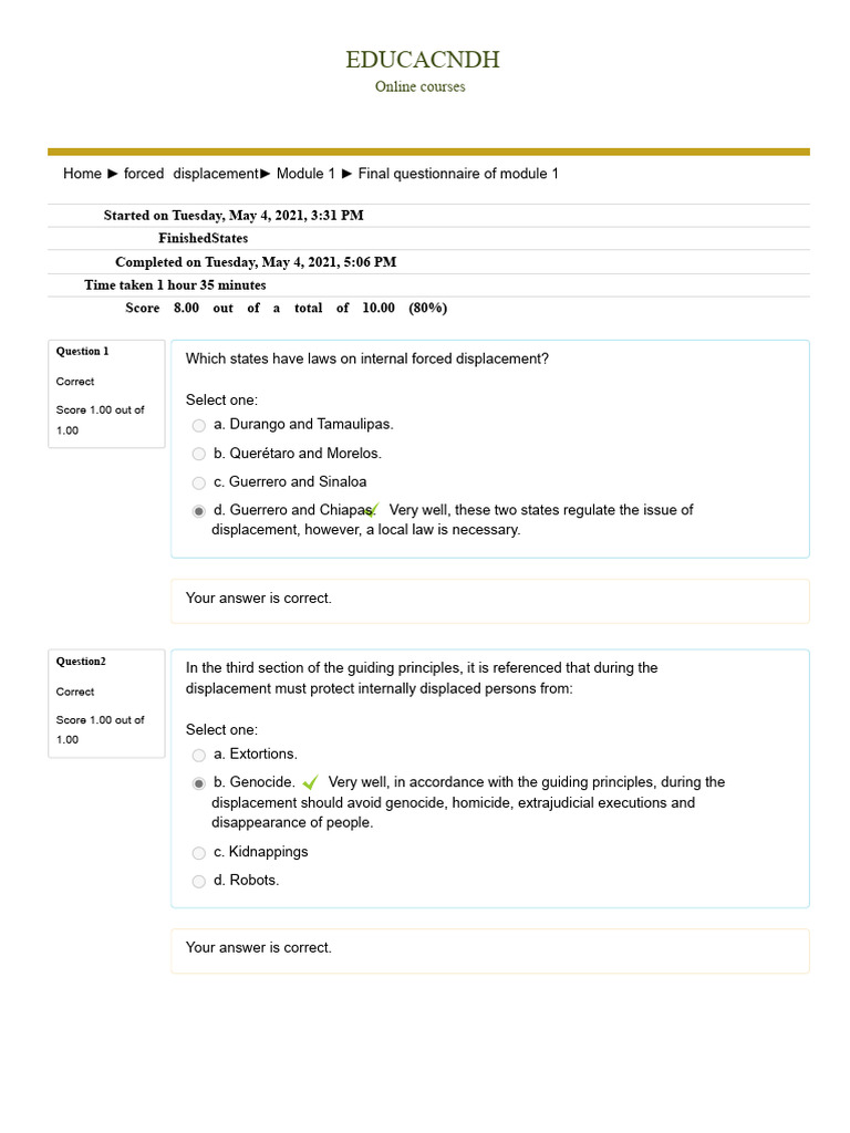 Final Questionnaire of Module 1 | PDF | Refugee | Human Migration