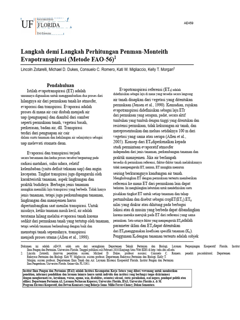 Perhitungan Langkah Demi Langkah Penman-Monteith | PDF