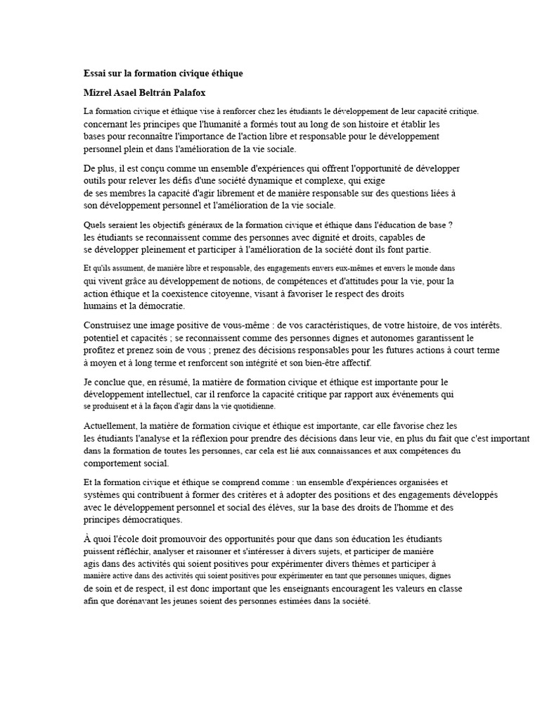 Importance de la formation civique éthique | PDF | Démocratie ...