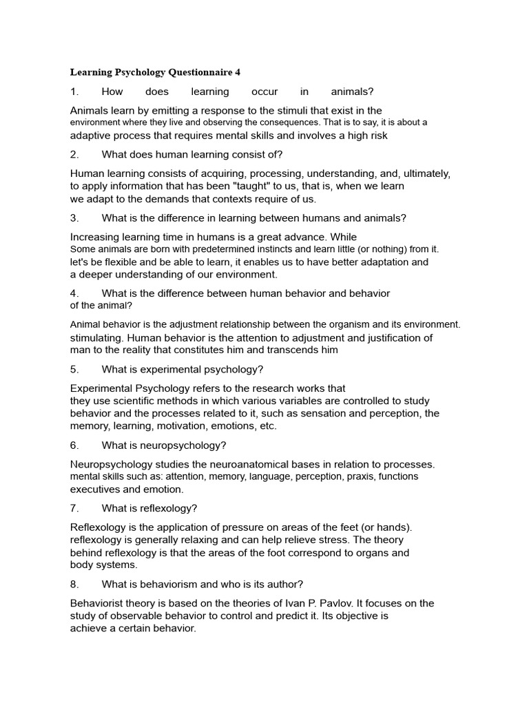 Understanding Learning in Psychology | PDF | Classical Conditioning ...