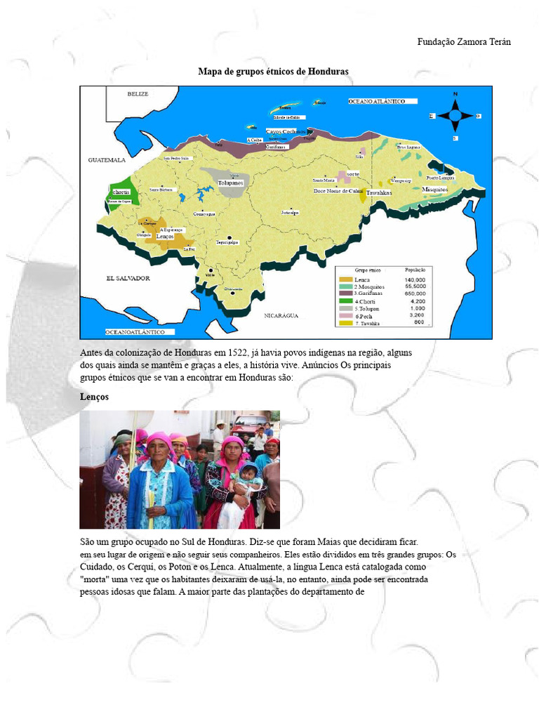 Mapa de Grupos Étnicos de Honduras | PDF | Honduras | Povos indígenas
