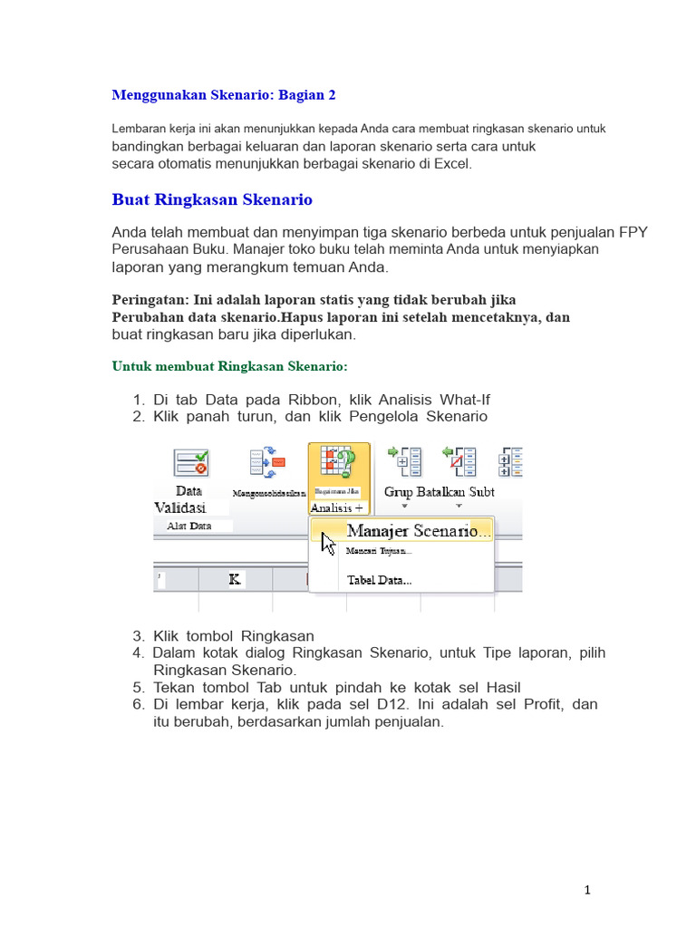 Lembar Kerja Manajer Skenario | PDF