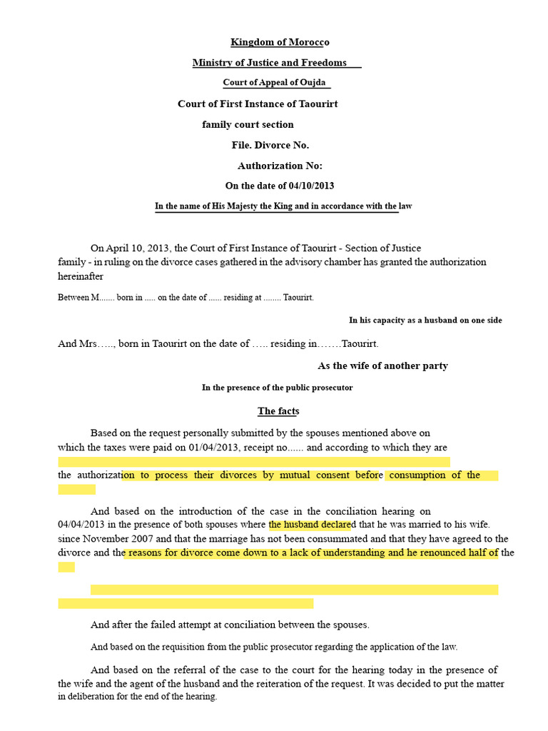 Judgment of Divorce by Mutual Consent | PDF | Divorce | Husband