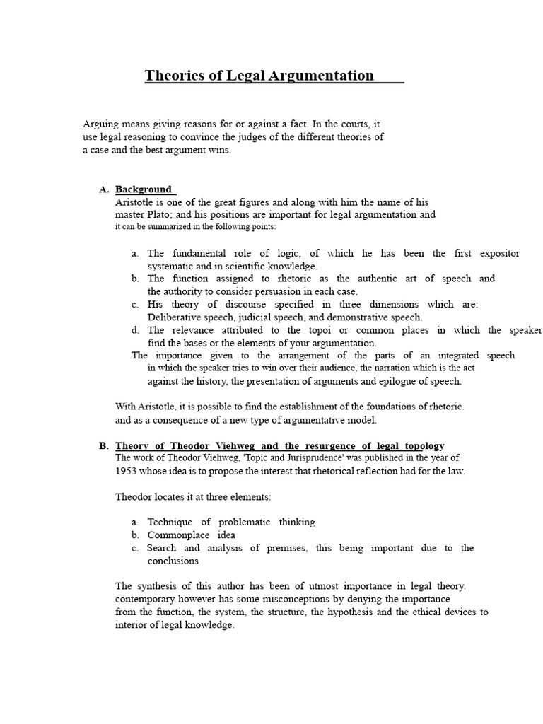 Legal Argumentation Theories Explained | PDF | Argumentation Theory ...