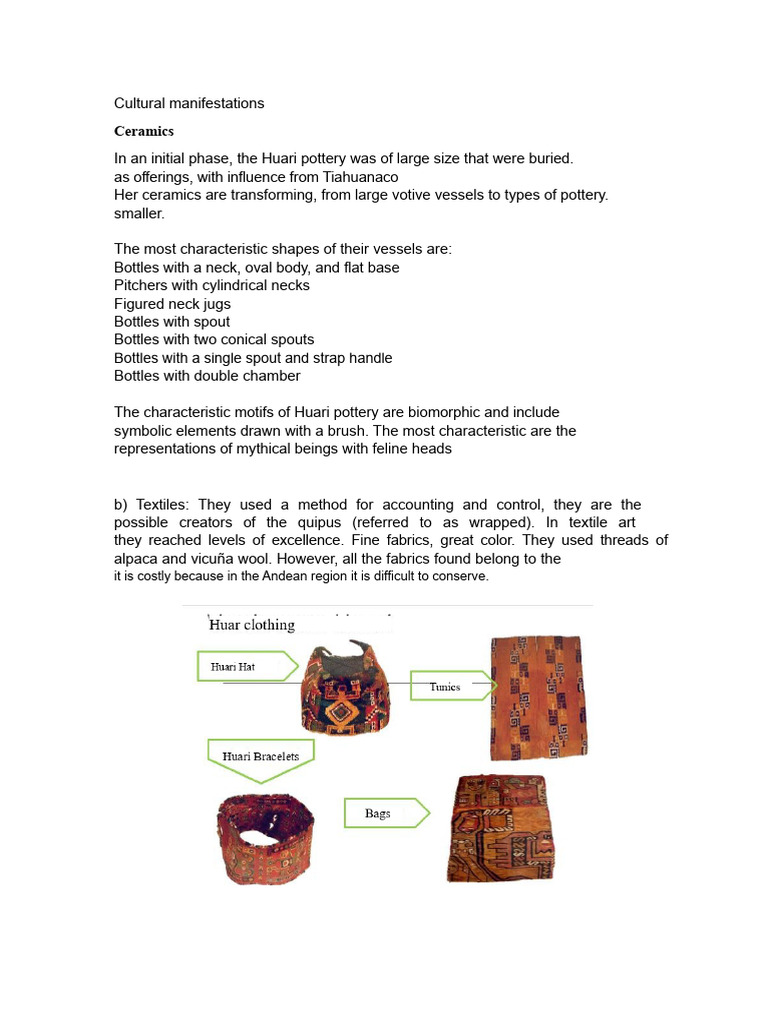 Cultural Manifestations of The Huari Culture | PDF