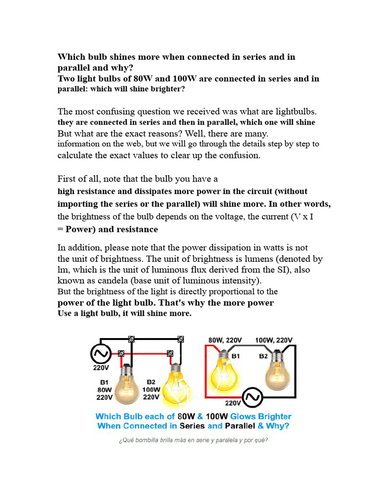 Bulb Brightness in Series vs. Parallel | PDF | Series And Parallel ...