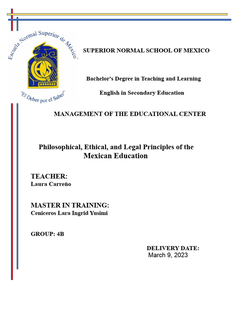 Philosophical, Ethical, and Legal Principles of Mexican Education | PDF ...