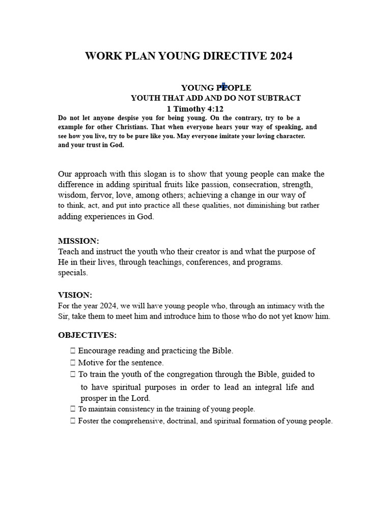 Youth Spiritual Growth Plan 2024 | PDF