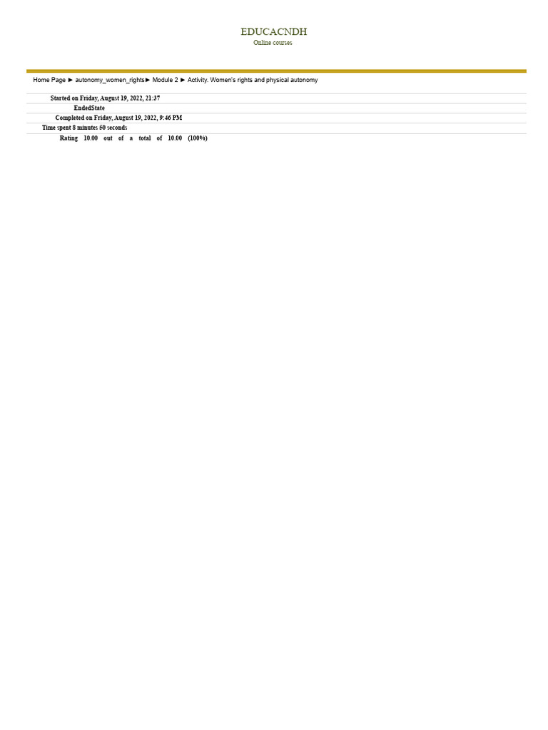 Activity. Women's Rights and Physical Autonomy | PDF | Violence ...