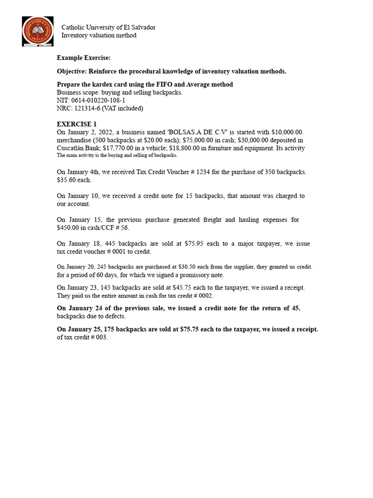 Solved Example Inventory Valuation Methods FIFO and Average Seen in ...
