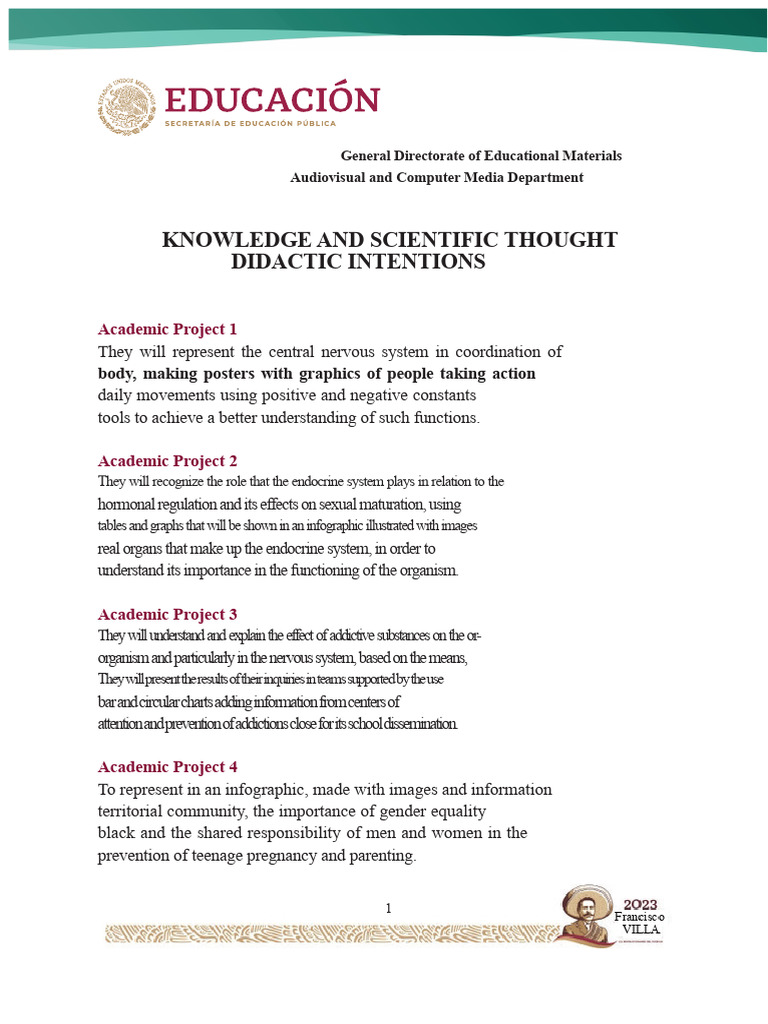 Didactic Intentions Knowledge | PDF