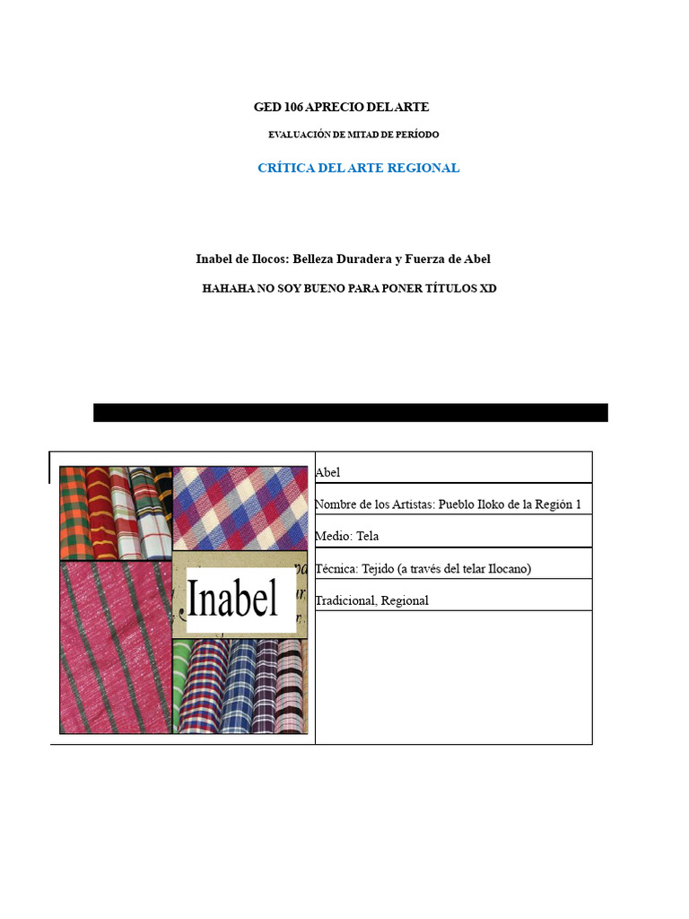 Inabel: Tejido y Cultura Ilocana | PDF | Textiles | Turismo