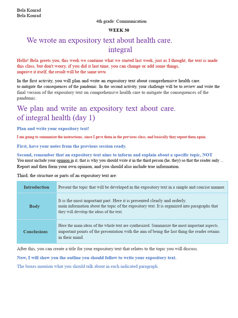 We Wrote An Expository Text About Health Care. Integral | PDF | Mental ...
