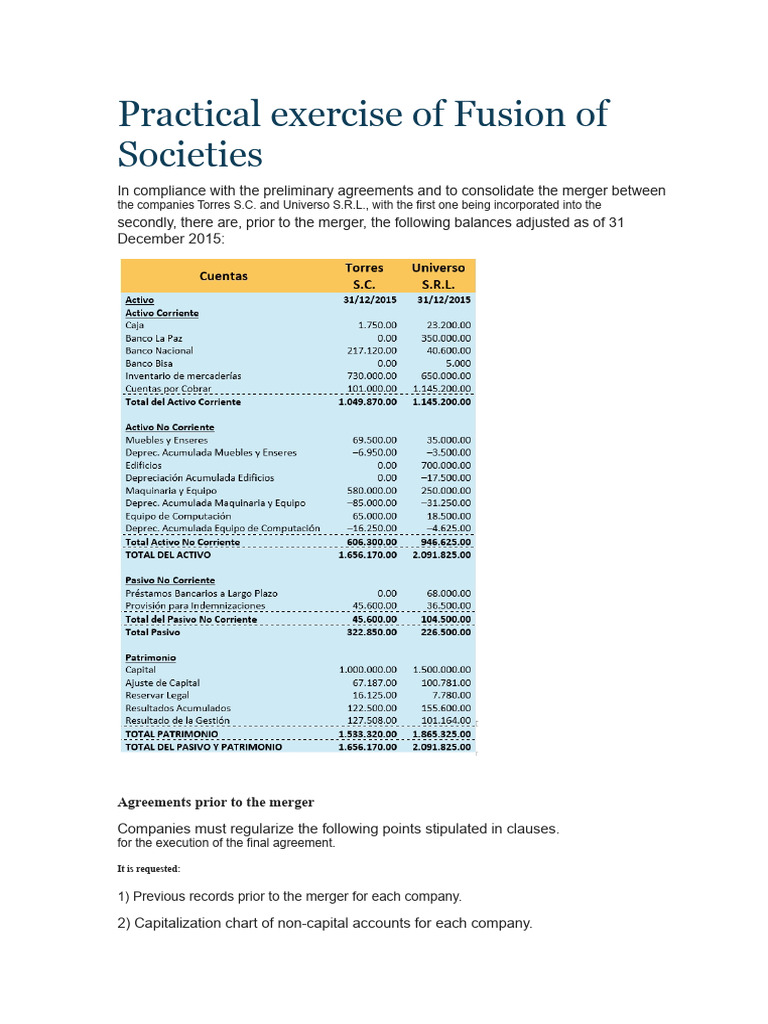 Merger Financial Adjustments Guide | PDF