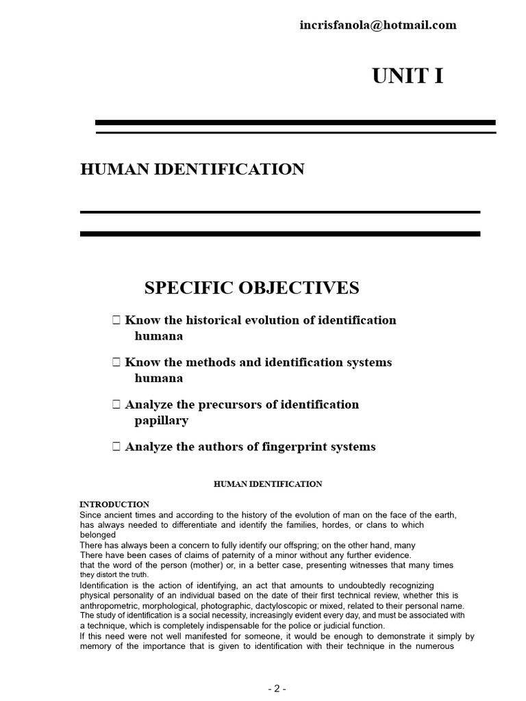 History and Methods of Human Identification | PDF | Fingerprint | Skull