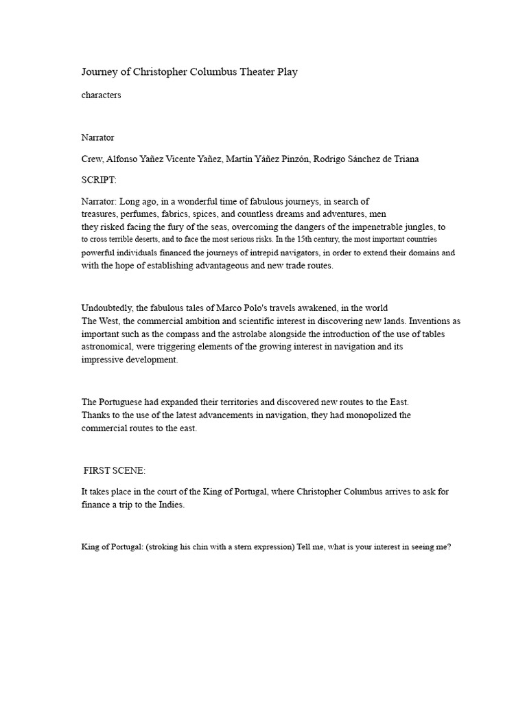 Christopher Columbus Journey Play | PDF | Christopher Columbus ...