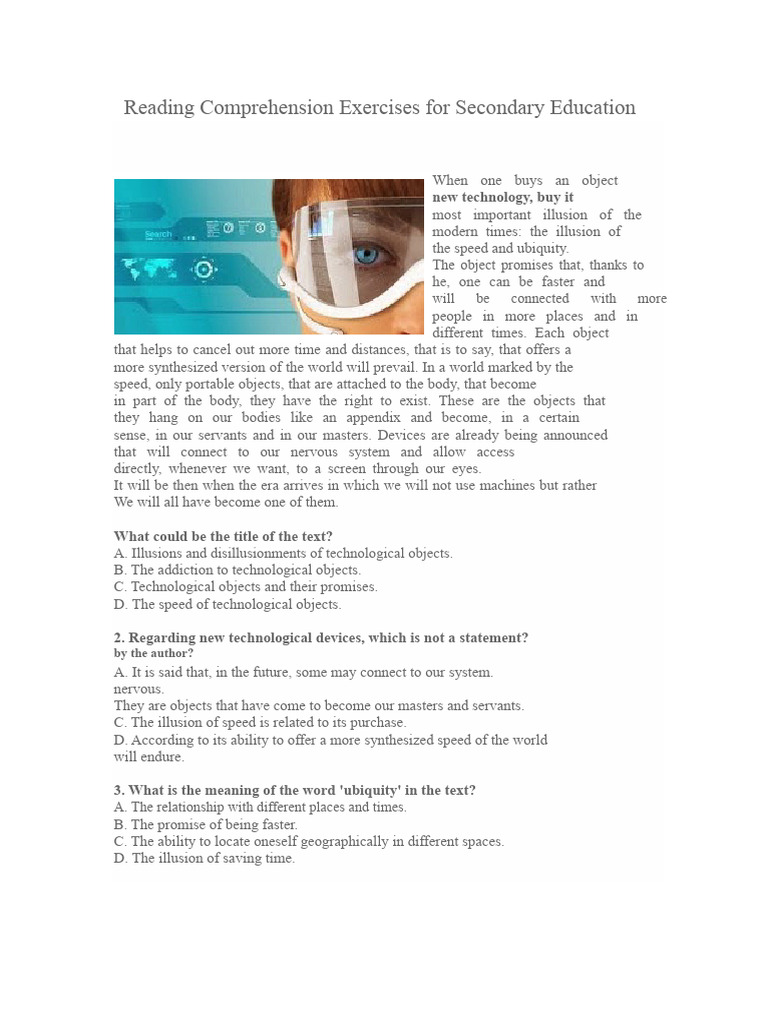 Reading Comprehension for Secondary Students | PDF | Light | Knowledge