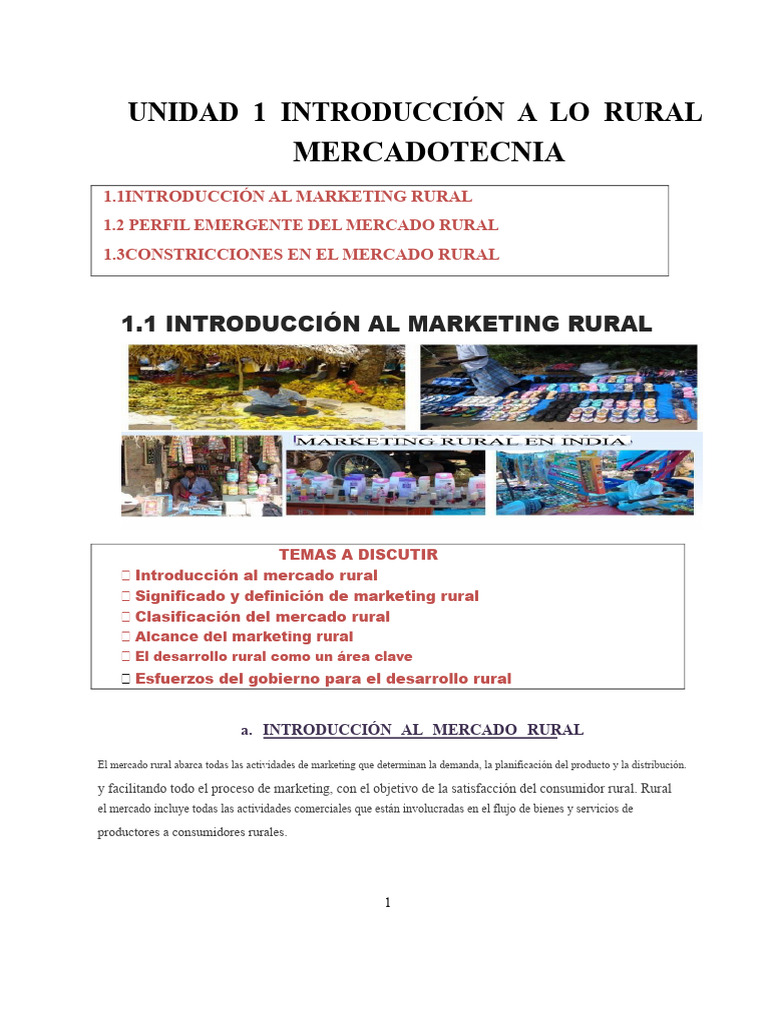 Unidad 1 Introducción Al Marketing Rural | PDF | Marketing | Agricultura