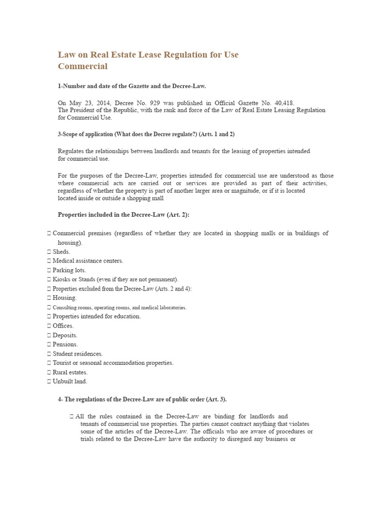 Law On Regulation of Real Estate Leasing For Commercial Use 18 | PDF ...