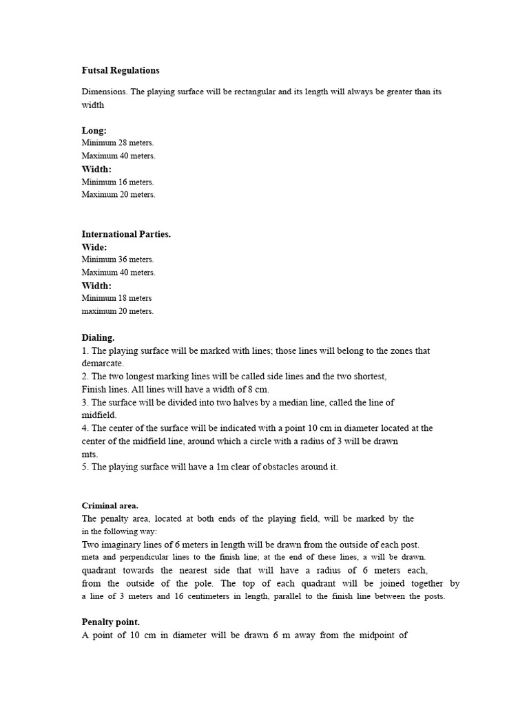 Futsal Regulations Overview | PDF | Referee | Length