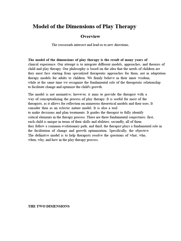 Play Therapy Dimensions Model Explained | PDF | Psychotherapy | Play ...