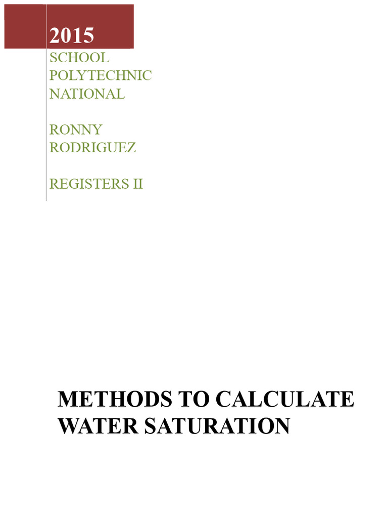 Water Saturation Calculation Models | PDF
