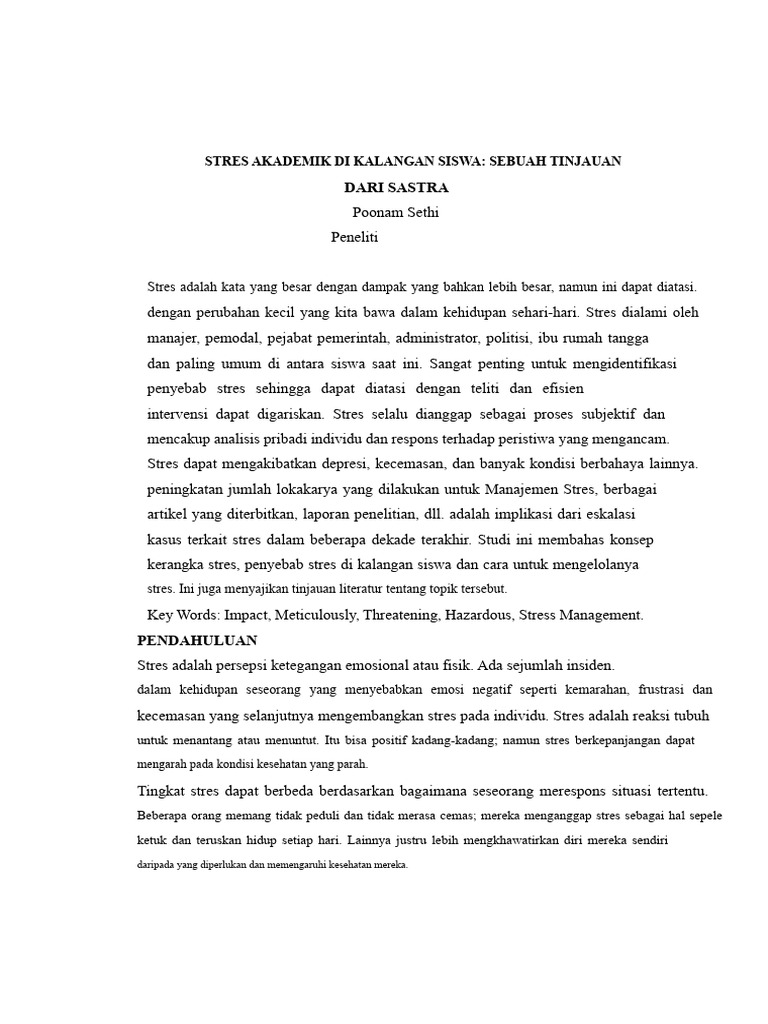 Mengatasi Stres Akademik Siswa | PDF