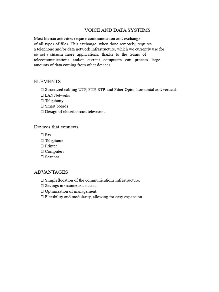 Voice and Data Systems | PDF
