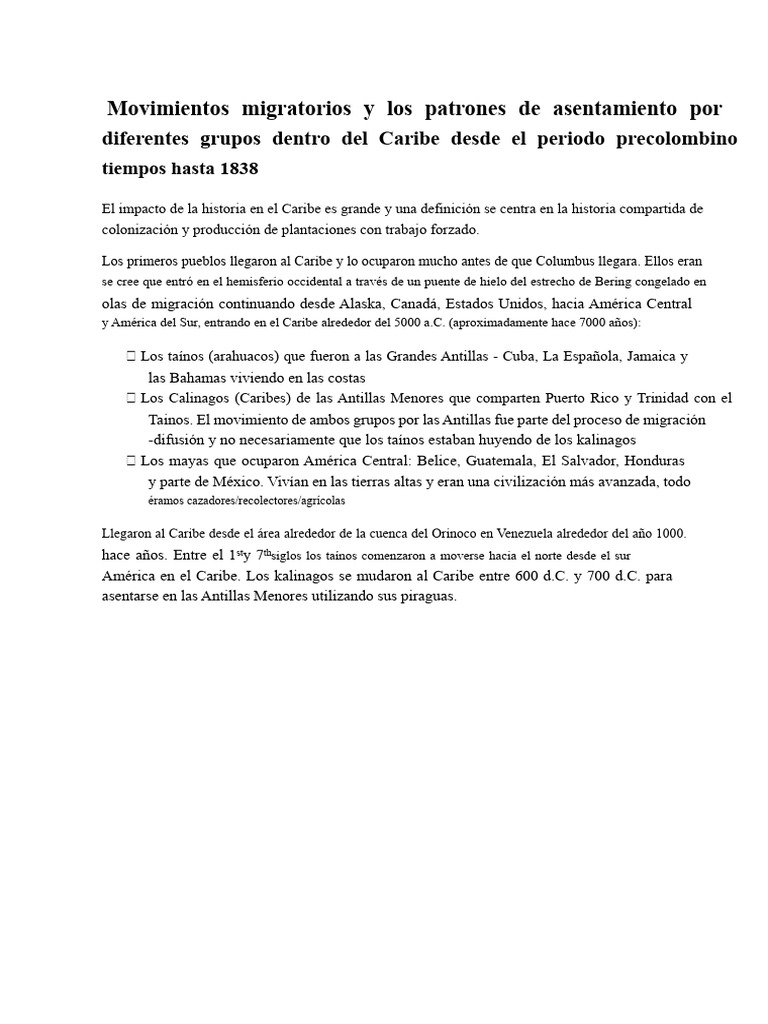 Migraciones y Asentamientos en el Caribe | PDF | Américas | caribe