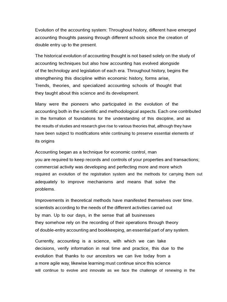 Evolution of The Accounting System | PDF | Policy | Science