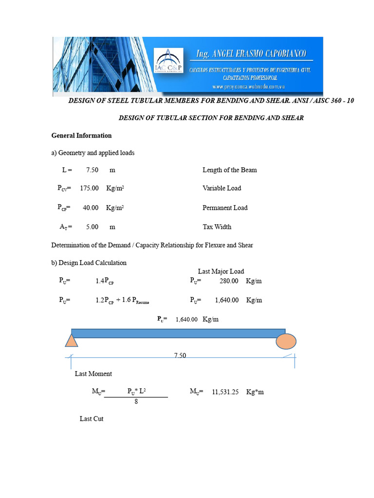 Design of Tubular Members For Bending and Shear | PDF | Bending | Beam ...