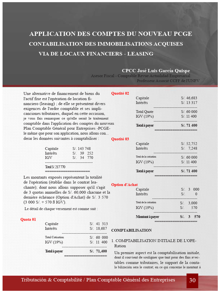 Comptabilisation du Leasing PCGE | PDF | Comptabilité | Services financiers