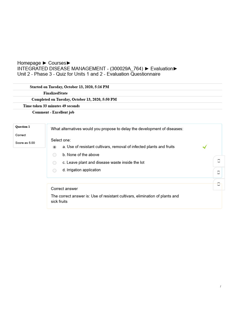 Unit 2 - Phase 3 - Quiz For Units 1 and 2 - Evaluation Questionnaire ...
