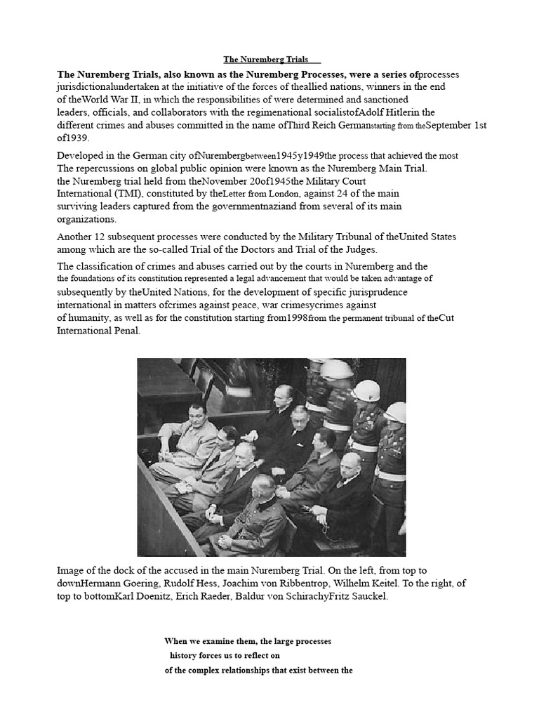 Nuremberg Trials: Justice After WWII | PDF | Nuremberg Trials | Nazi ...
