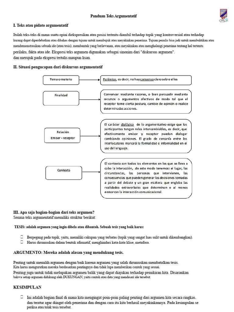 panduan teks argumentatif 8 | PDF