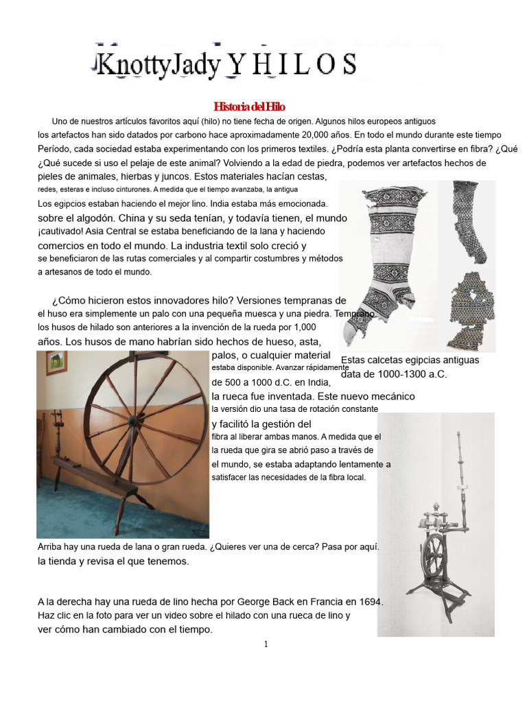 Historia Del Hilo | PDF | Spinning (Textiles) | Tejer