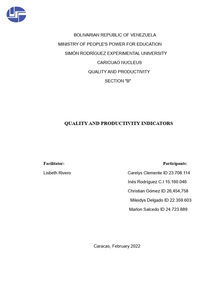 Quality and Productivity Indicators Guide | PDF | Value (Economics ...