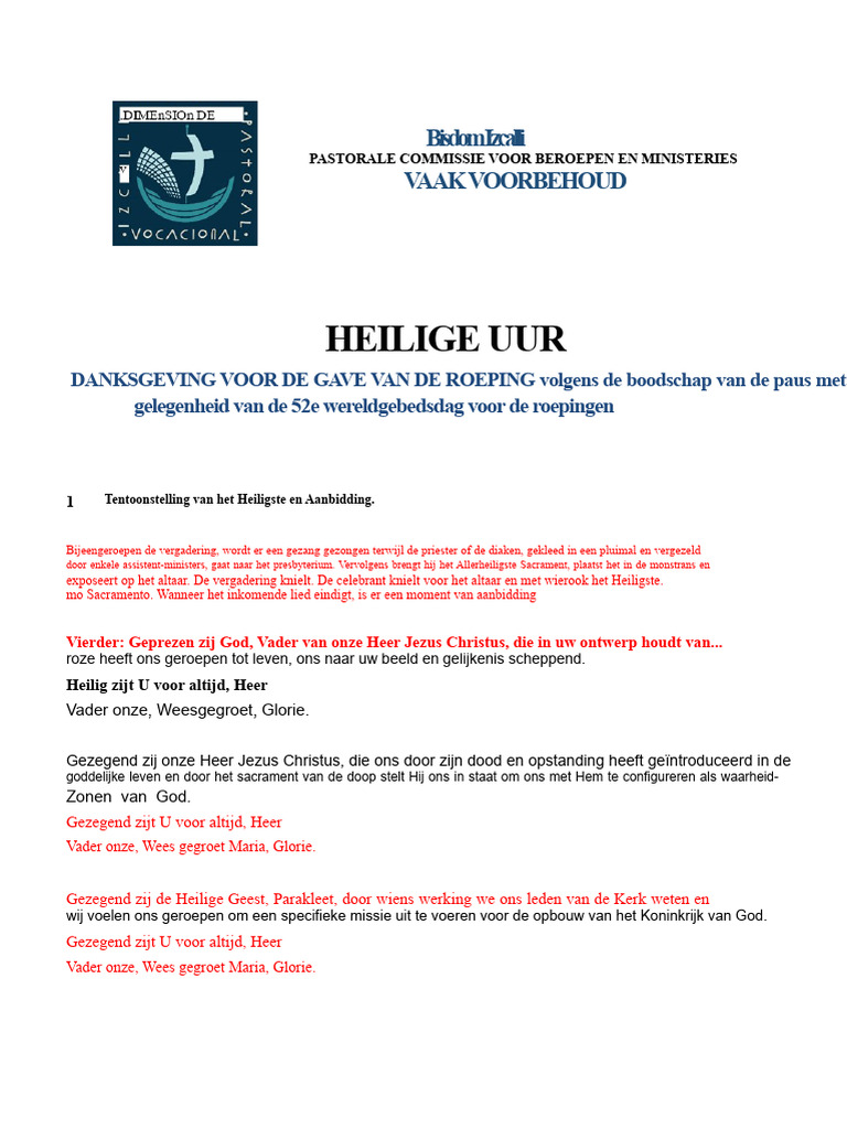 Heilige Uur - Voor - de - Roeping - Tot - Het - Leven | PDF