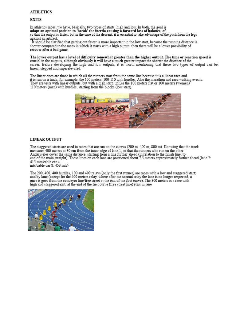 Types of Starts in Athletics Explained | PDF | Track And Field | Running