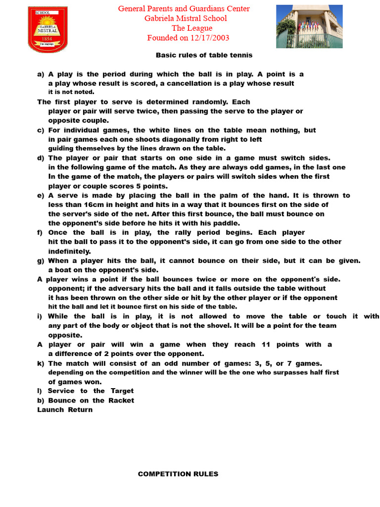 Basic Table Tennis Rules Explained | PDF | Table Tennis | Athletic Sports