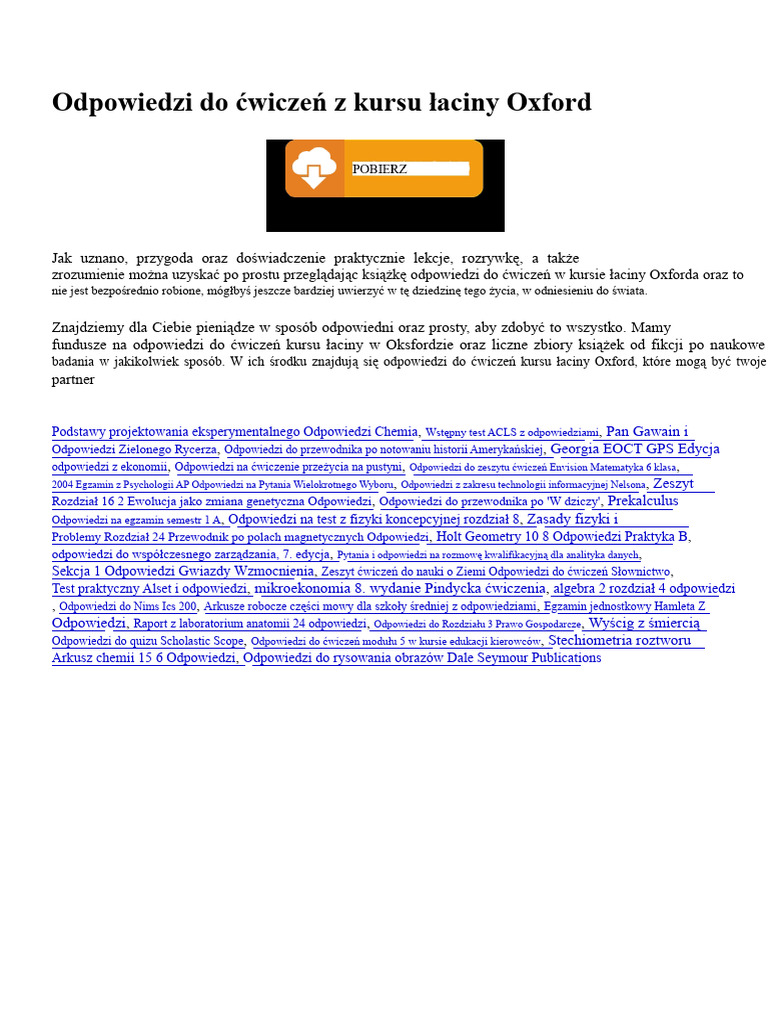 Odpowiedzi Do Ćwiczeń Oxford Latin Course | PDF