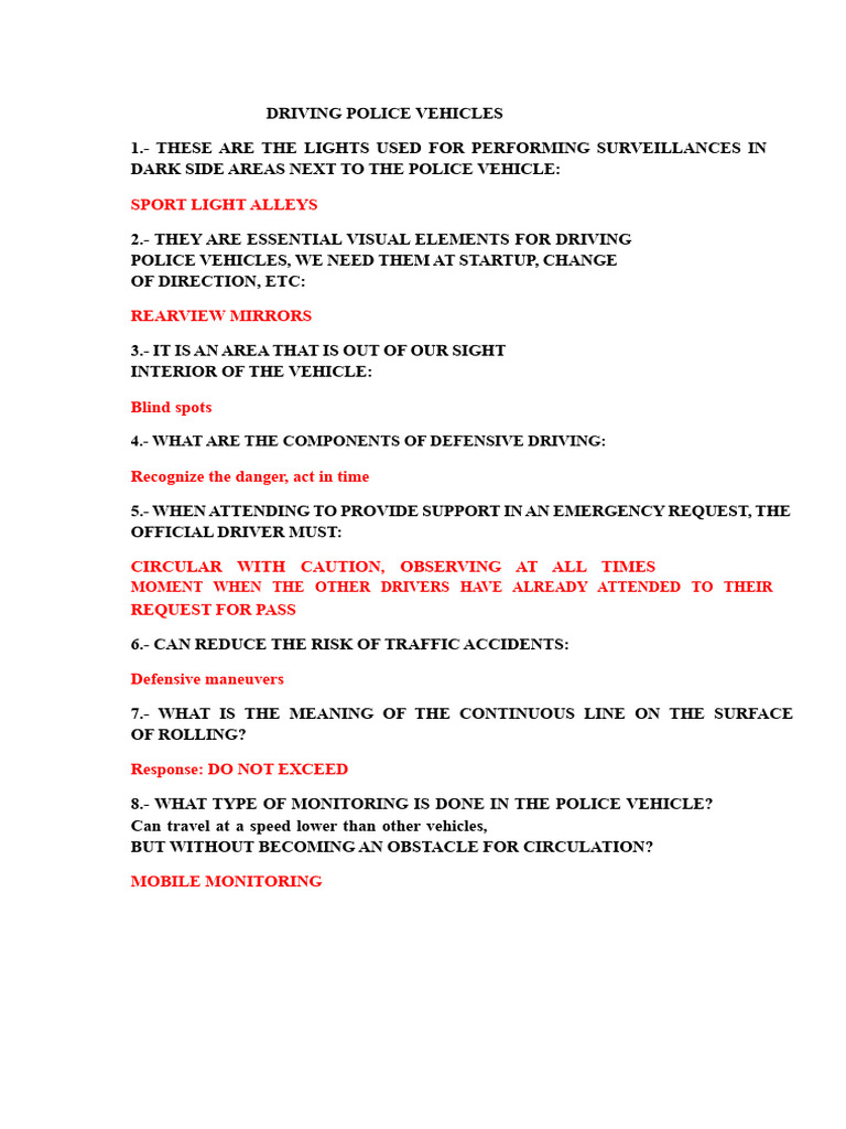 Driving of Police Vehicles | PDF