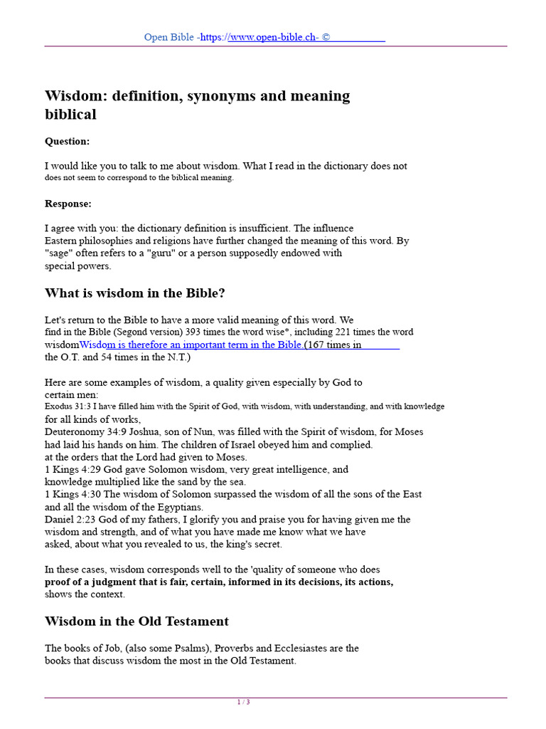 Biblical Wisdom: Definition and Insights | PDF | Book Of Job | Wisdom