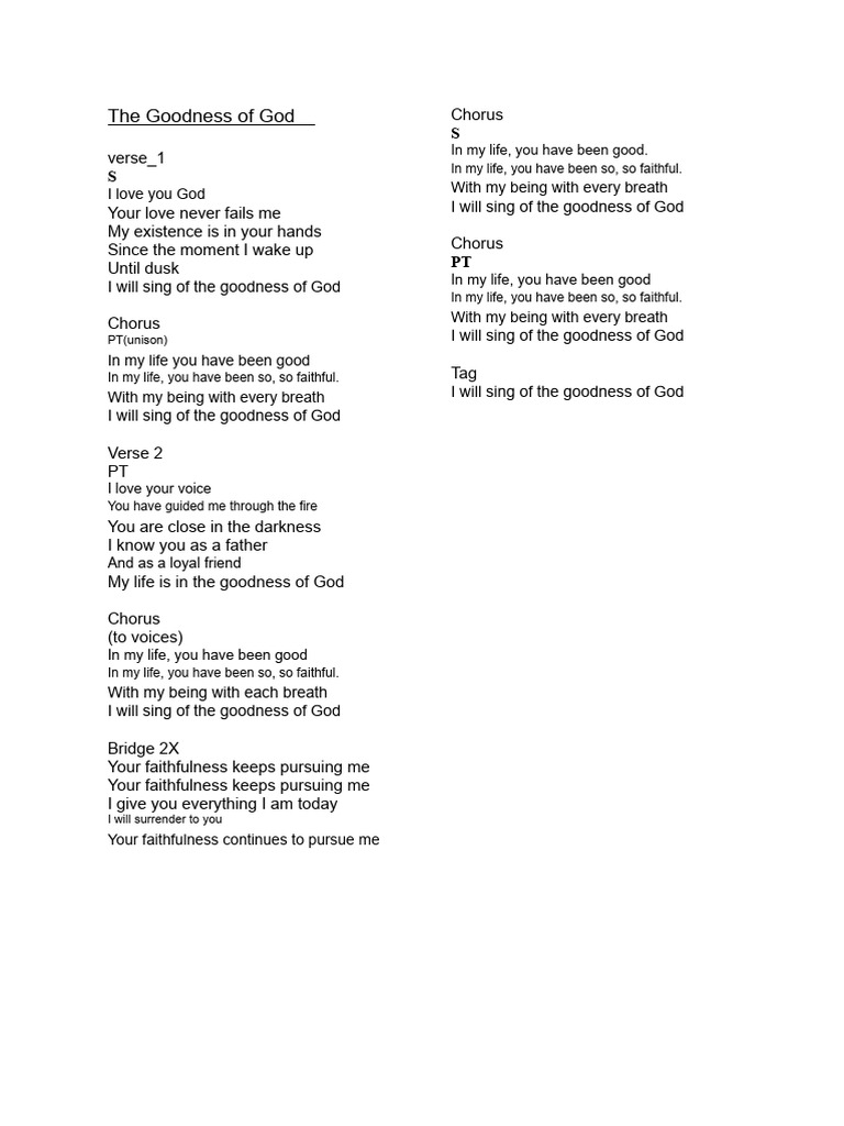 Goodness of God Lyrics and Themes | PDF